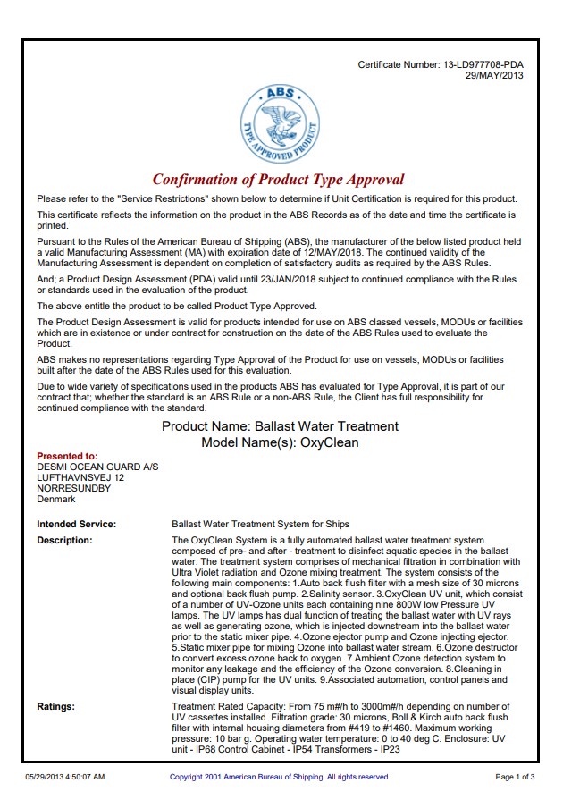 ABS Type Approval | DESMI - Proven technology